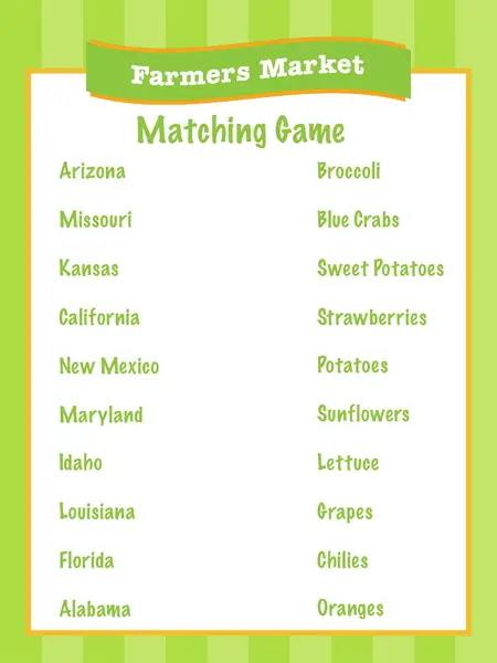 Farmers Market Activity Sheets