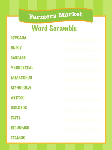 Farmers Market Activity Sheets