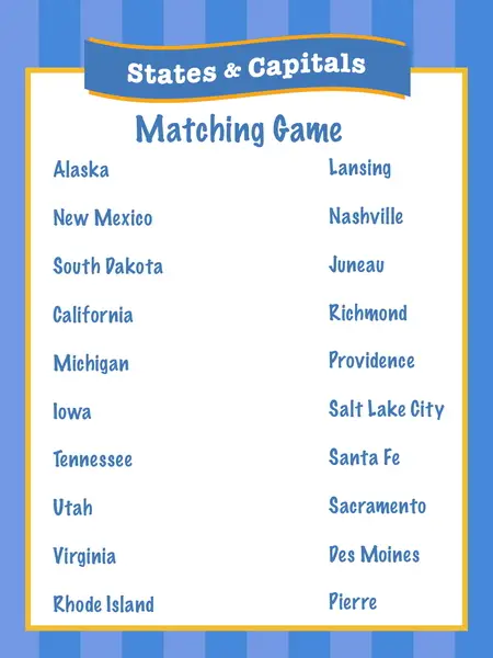 States & Capitals Activity Sheets